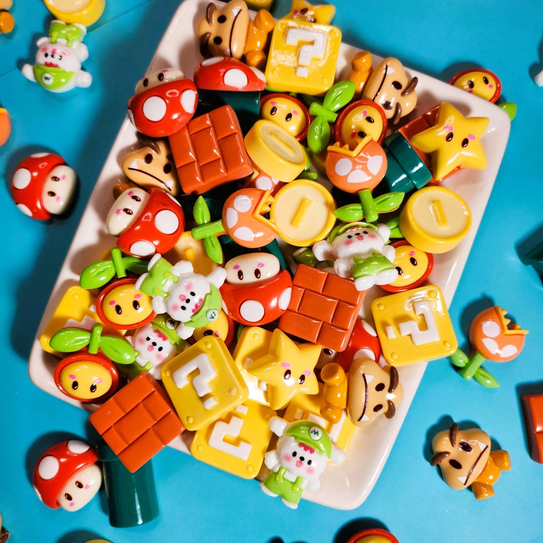 10 PCS Mario Bros Charms Kawaii Gamer Flatback Cabochon Retro Videogame ...