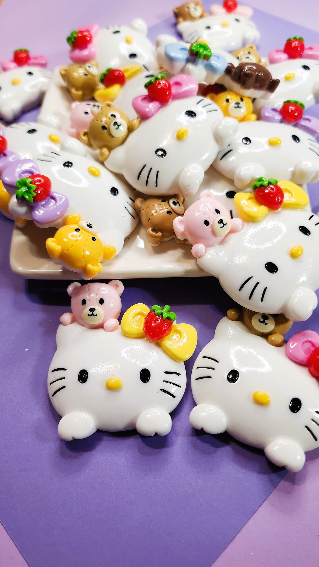 Extra Large Kawaii Kitty Head Charm Cute Flat Back Cabochon Charms ...