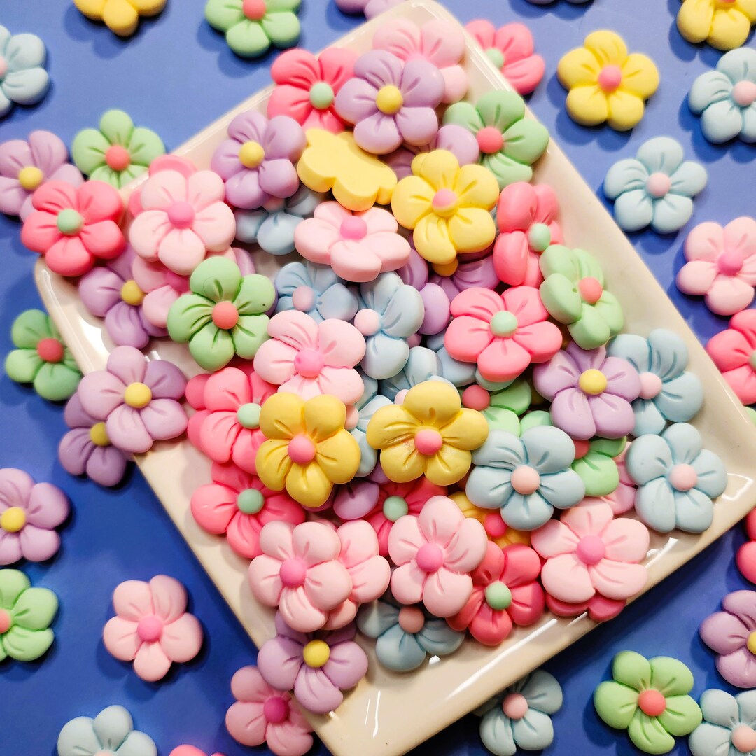 Pastel Flower Flatback Charms: Kawaii Resin Cabochons - Set of 10 - Etsy