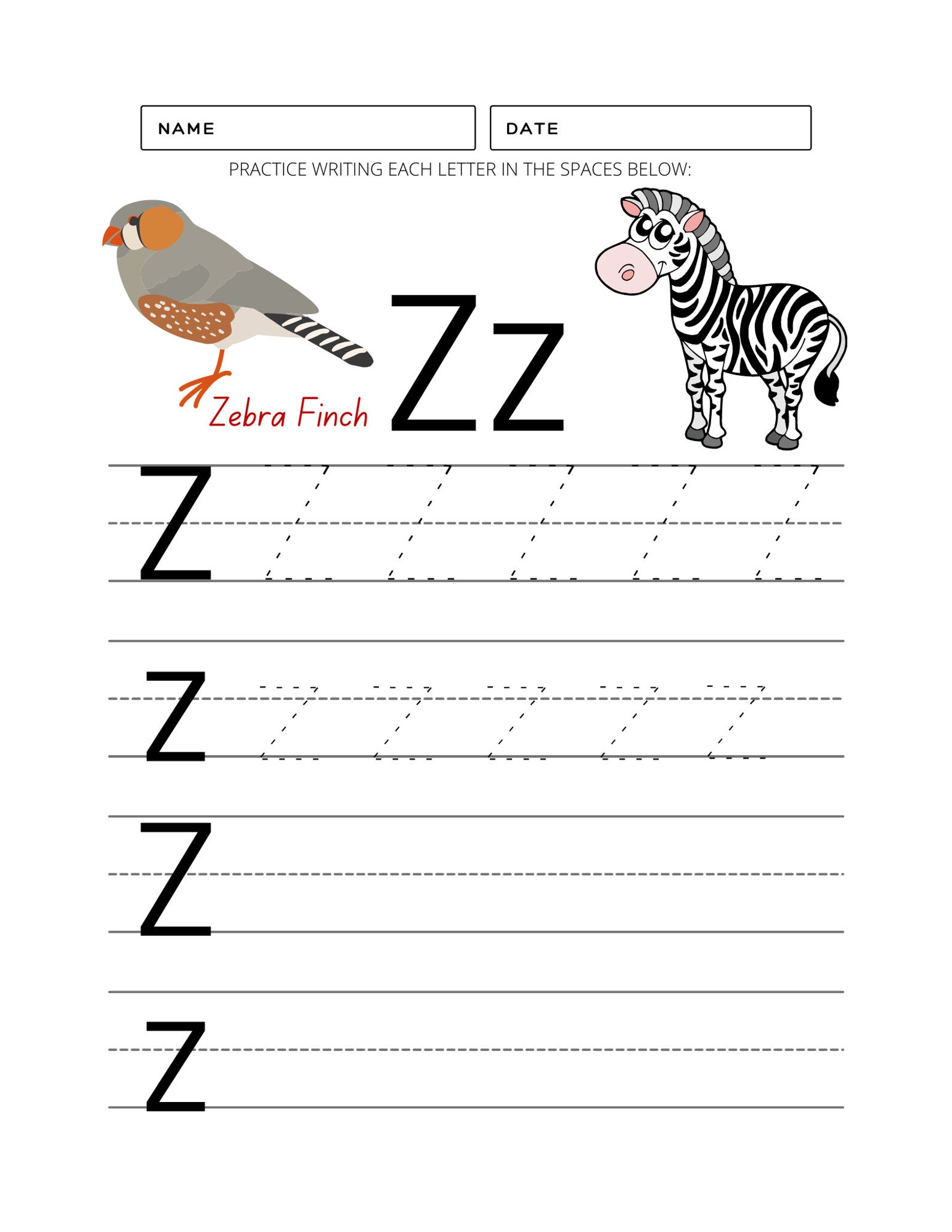 A to Z-26 Alphabet Worksheets, PDF - Etsy