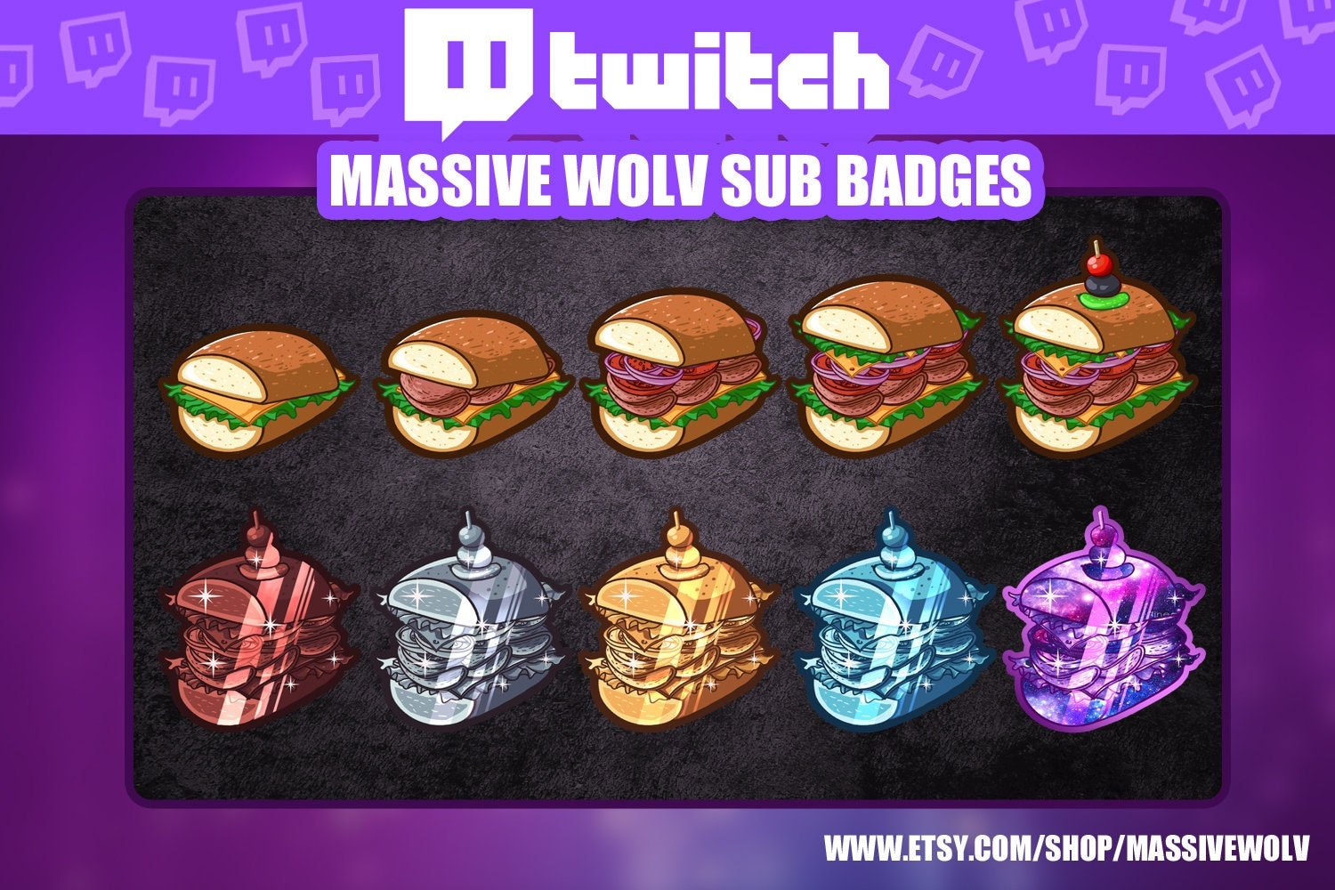 Deli Sandwich Sub Bit Bits Twitch Badges / Streamer Icon / Discord ...