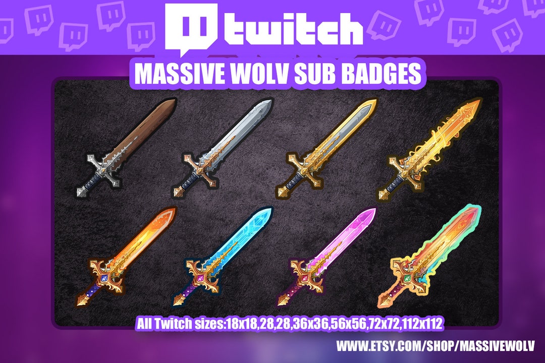Sword Twitch Sub Badges: Knight Emotes, Discord Icons - Etsy