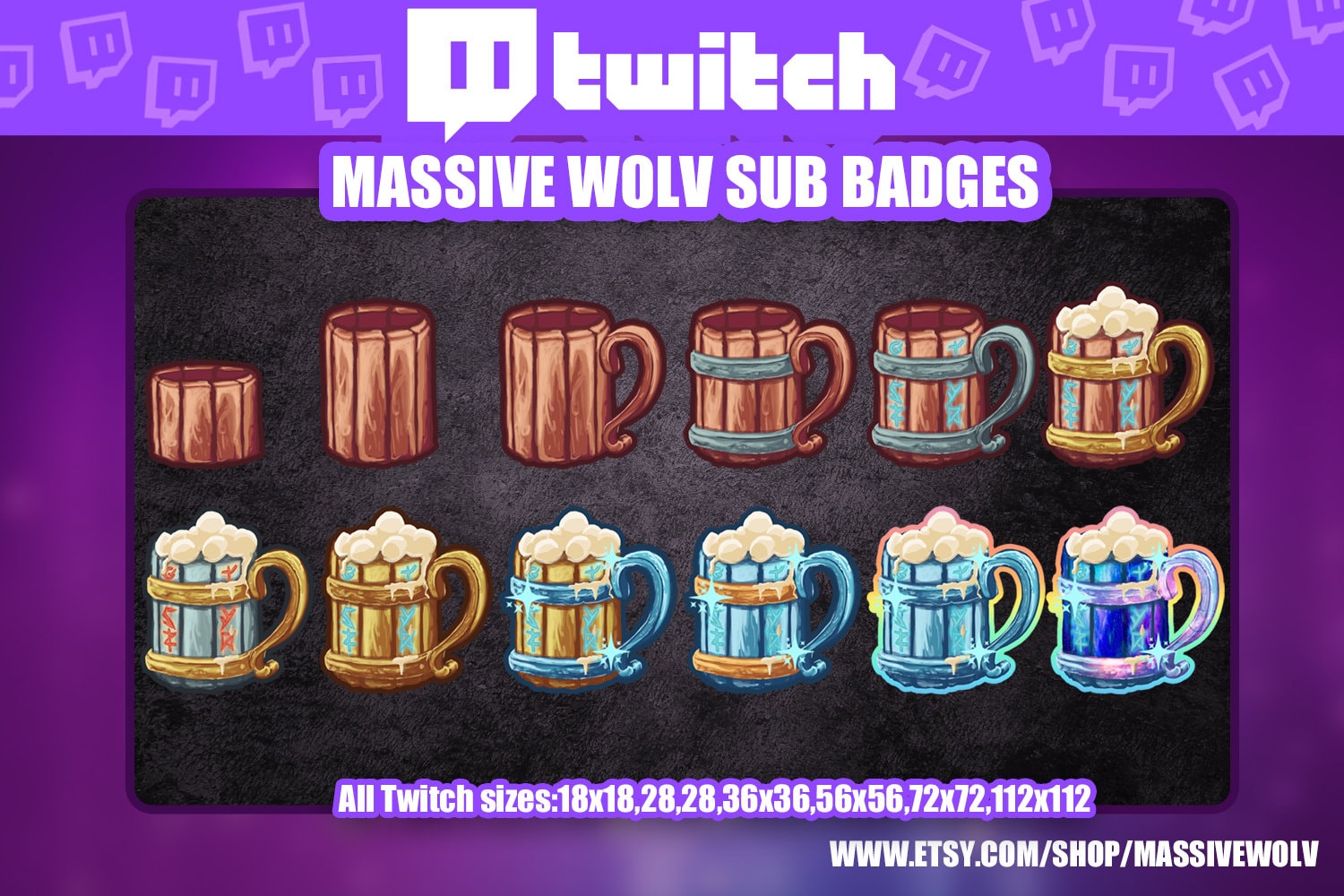 Beer Mug 2 Twitch Sub Bit Bits Badges / Icons Emotes Discord / Glass ...