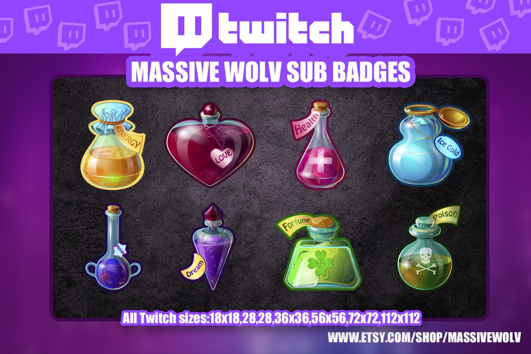 Potion Elixir Twitch Bit Bits Sub Badges / Icons Emotes Theme Discord ...