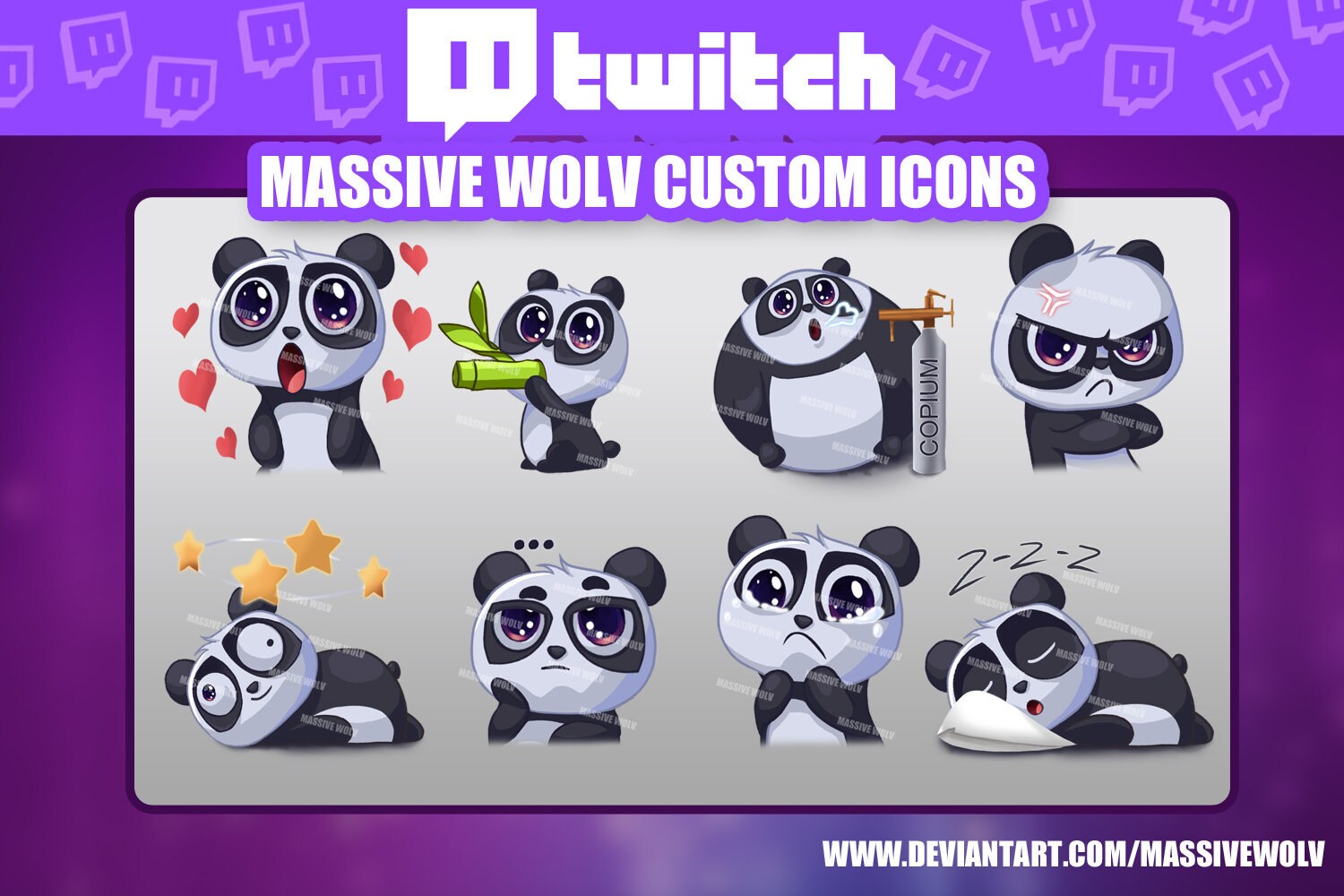 Massive Wolv Custom Twitch Panda Icons / Emoticones Sub Badges ...