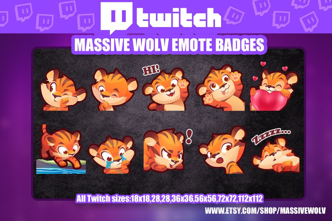 Massive Wolv Custom Twitch Tiger Cat Emote Emotes / Emoticones Sub ...