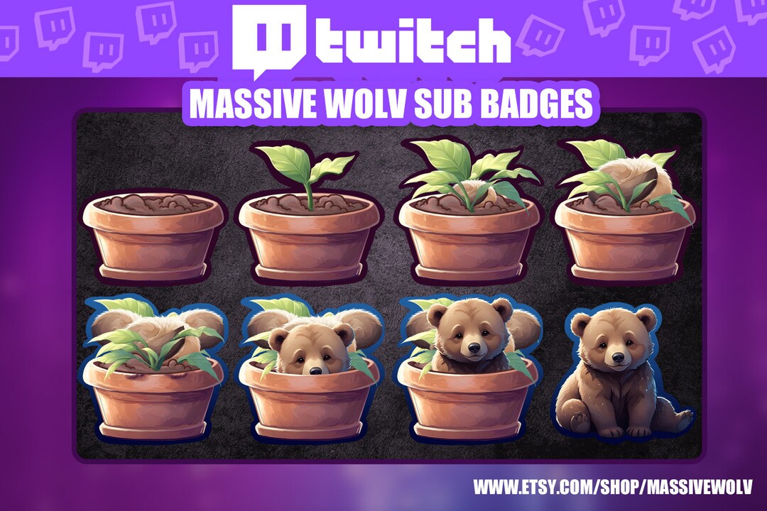Massive Wolv Plant Cub Bear Twitch Badges Emote Emotes / Emoticones Sub ...