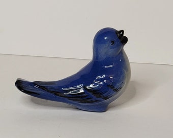 Ceramic Blue Bird Figurine - Etsy
