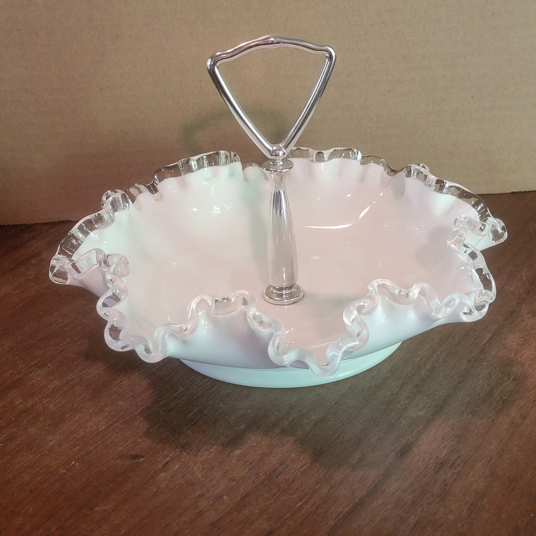 Fenton Silver Crest Ruffled Rim Handled Candy Dish - Etsy