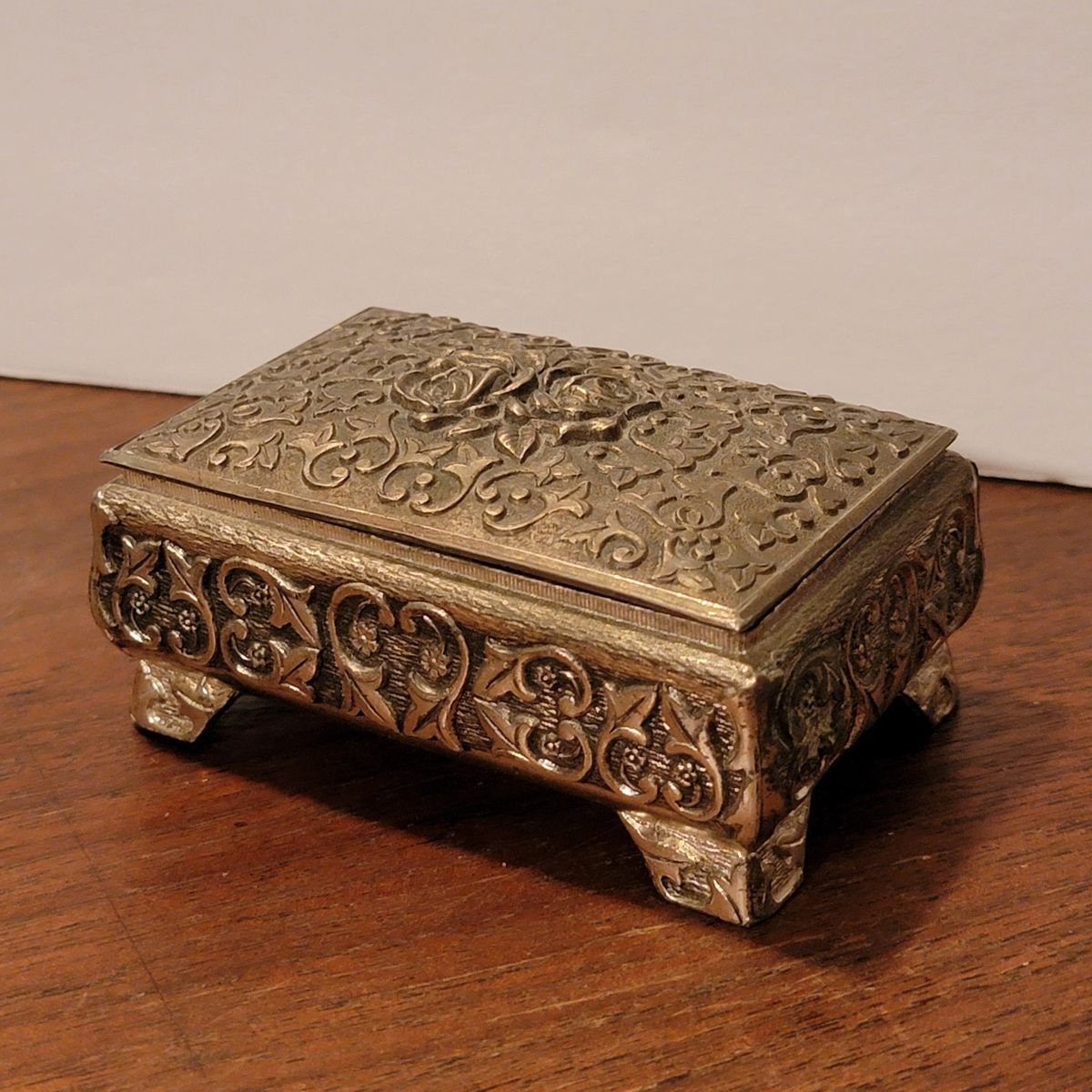Silver/pewter Color Cast Metal Trinket/jewelry Box - Etsy