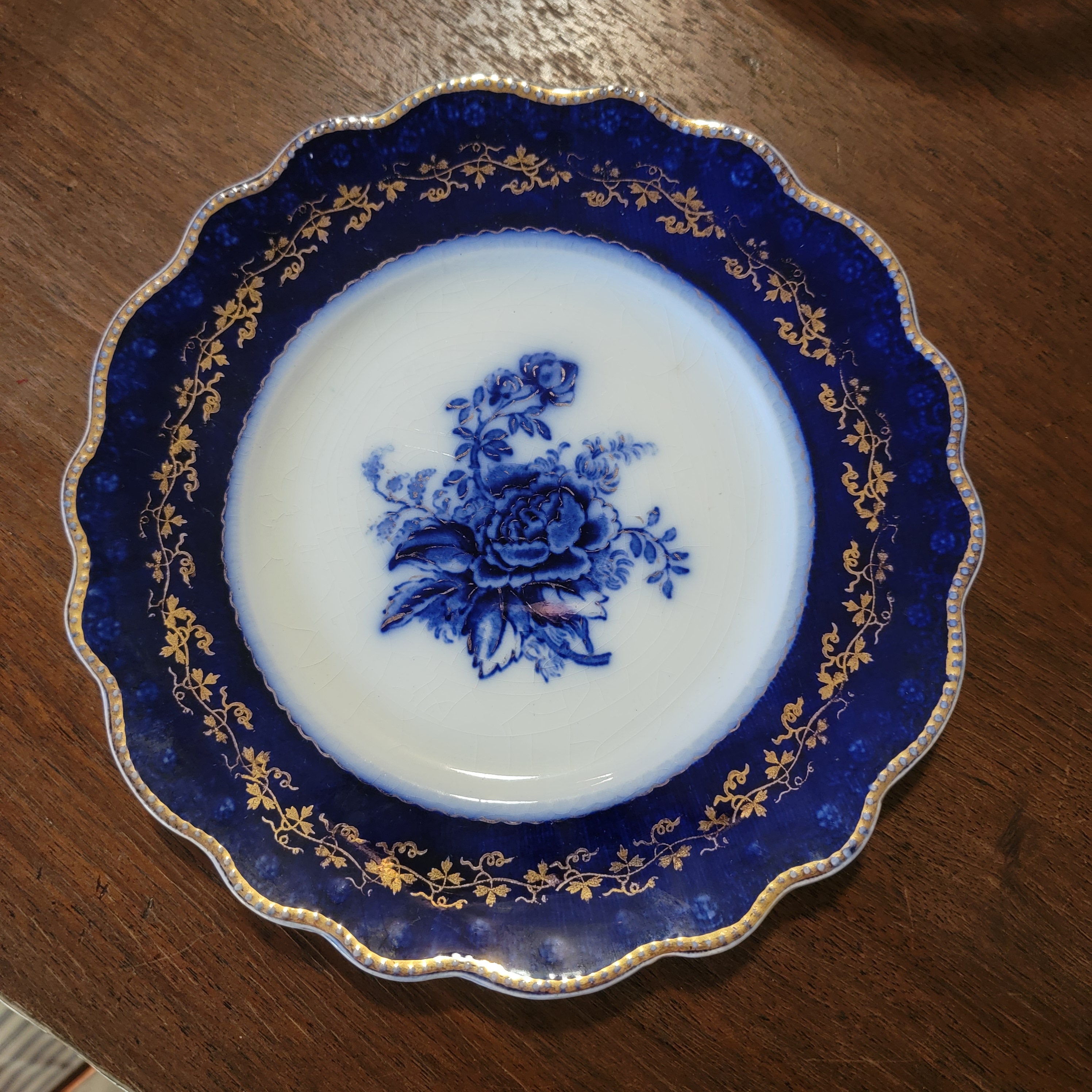 Antique Flow Blue Salad Plate - Etsy