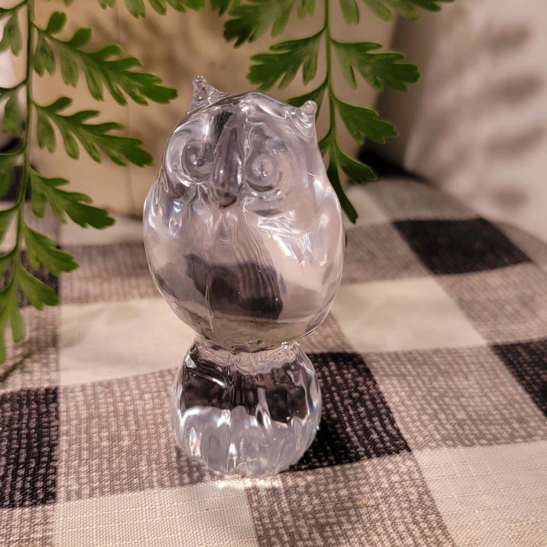 Clear Glass Owl Paperweight - Etsy