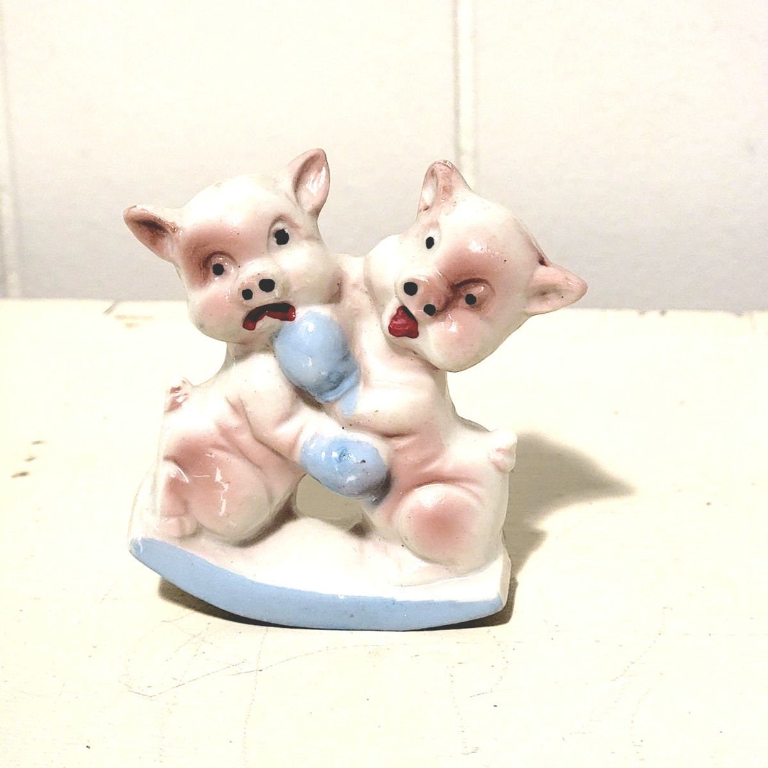 Vintage Boxing Pigs Rocking Figurine - Etsy