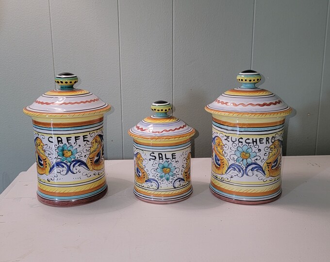 Set of 3 Deruta Pottery Canisters - Etsy