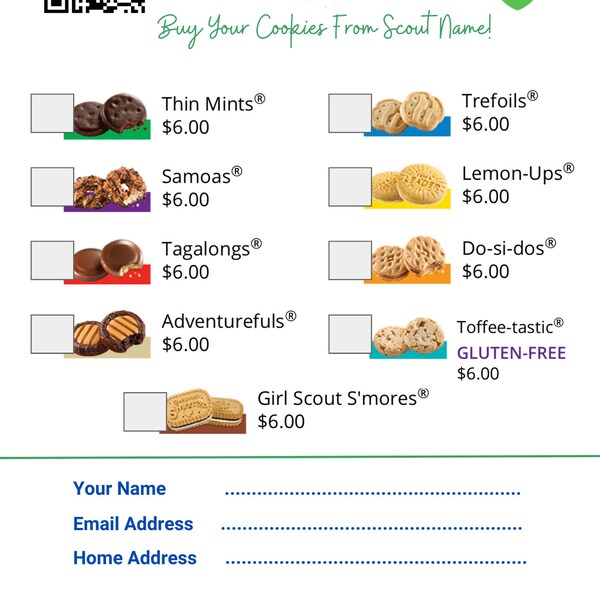 2024 Girl Scout Cookie Order Form Etsy