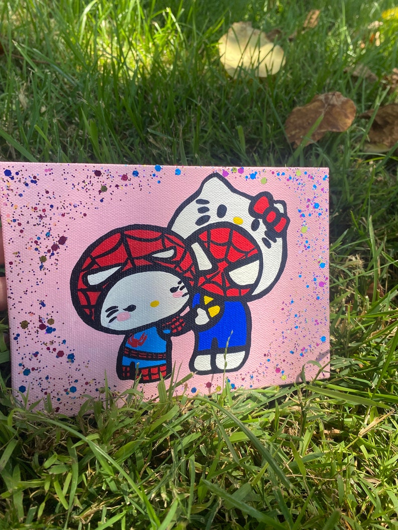Hello Kitty X Spidey Painting - Etsy