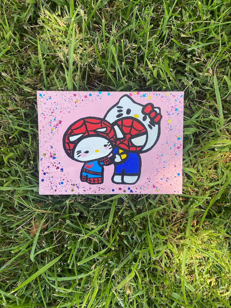 Hello Kitty X Spidey Painting - Etsy