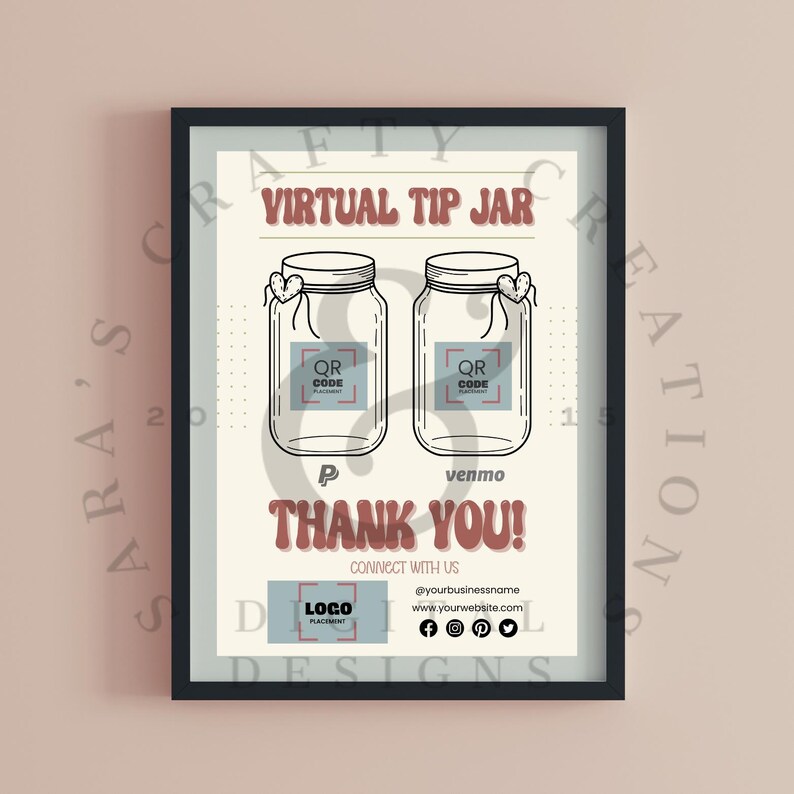 Customizable QR Code Virtual Tip Jar Template Design, Canva Template ...