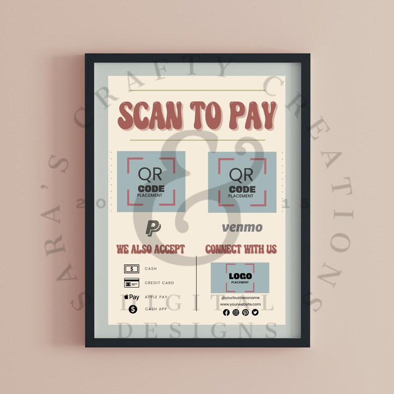 Customizable QR Code Scan to Pay Template Design, Canva Template ...