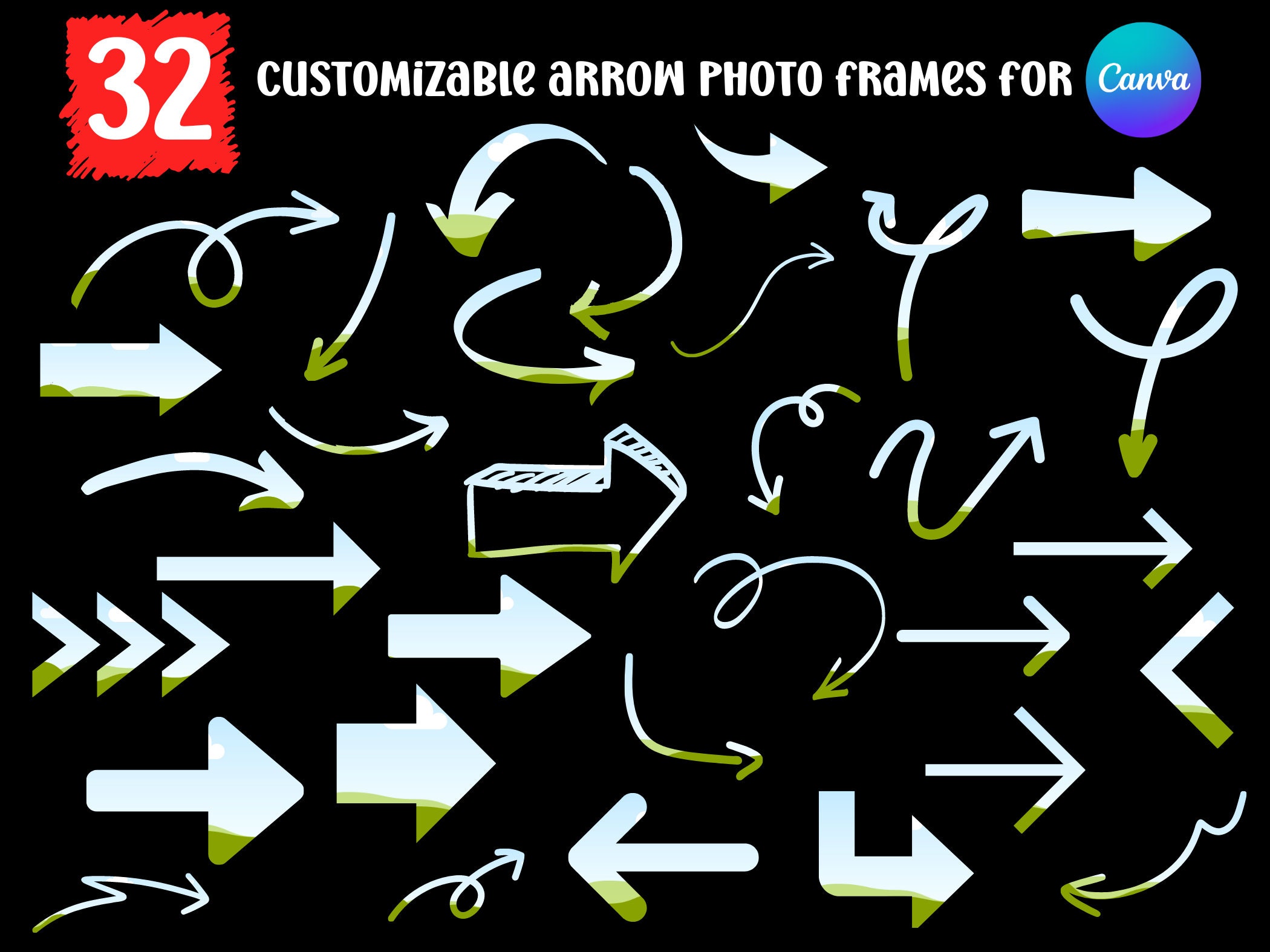 32 Customizable Arrow Photo Frame Template Designs for Canva, Custom ...