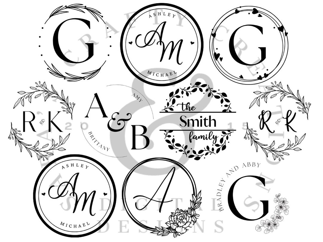 10 Customizable Template Designs for 2 Inch Monogram Stickers for ...