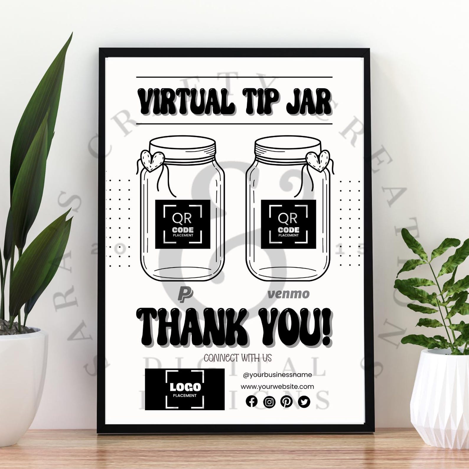 Customizable QR Code Virtual Tip Jar Template Design, Canva Template ...