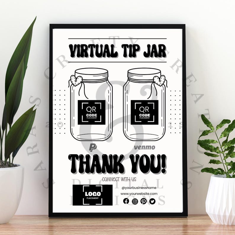 Customizable QR Code Virtual Tip Jar Template Design, Canva Template, Custom QR Code Payment ...
