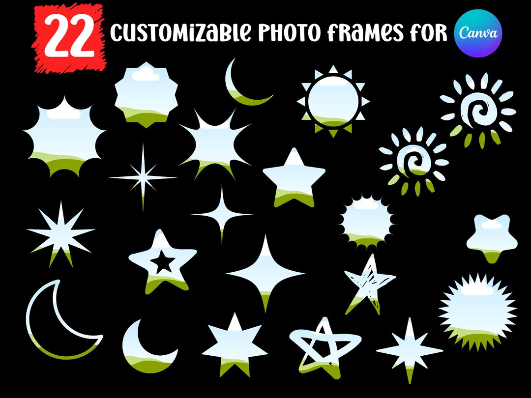 22 Customizable Sun Moon Stars Photo Frame Template Designs for Canva ...