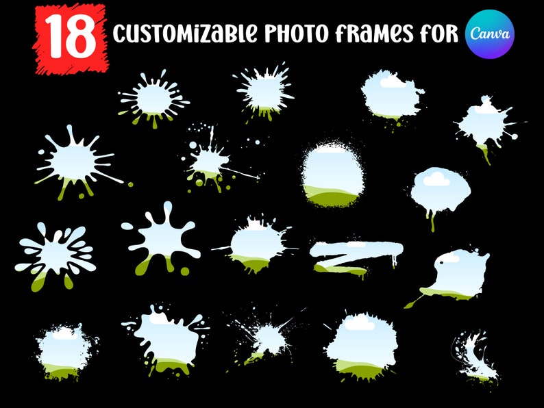 18 Customizable Paint Spill Photo Frame Template Designs for Canva ...