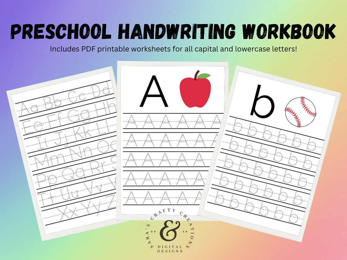 Alphabet Uppercase and Lowercase Preschool and Kindergarten Handwriting ...