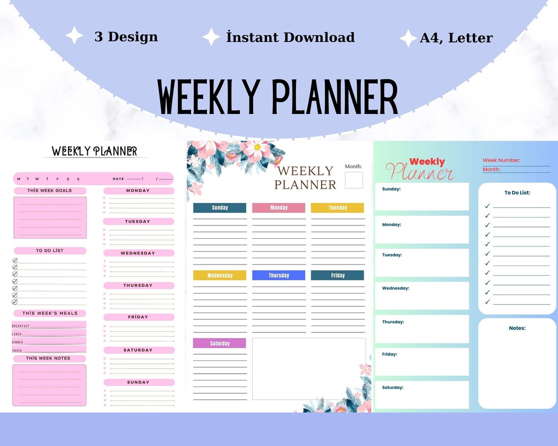 Printable Weekly Plans Tracker, US Letter compact Personal Wide PDF ...