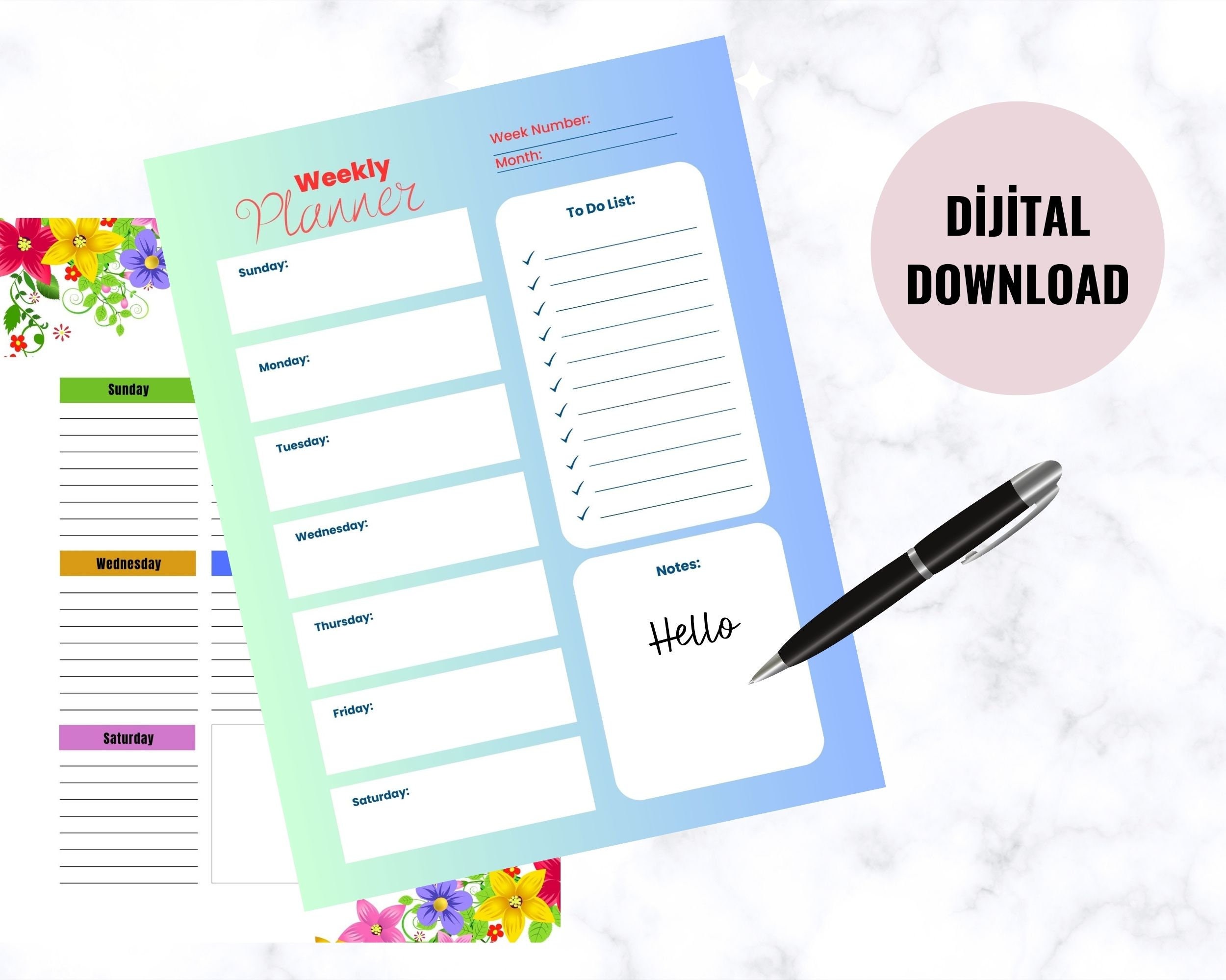 Printable Weekly Plans Tracker, US Letter compact Personal Wide PDF ...