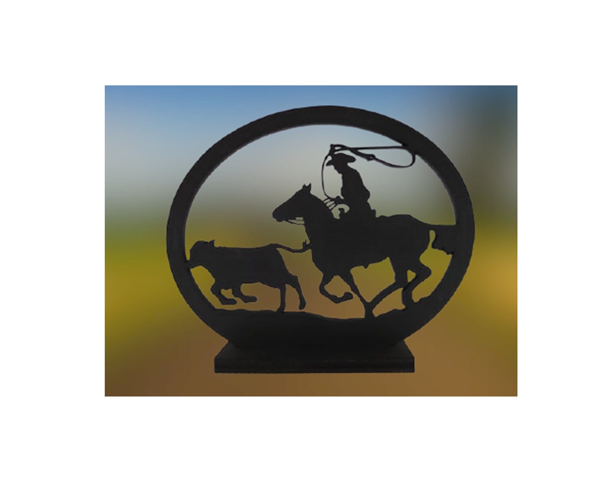 Cow Roping Cowboy Country Western Rodeo Wooden Lasercut Tabletop/desk ...