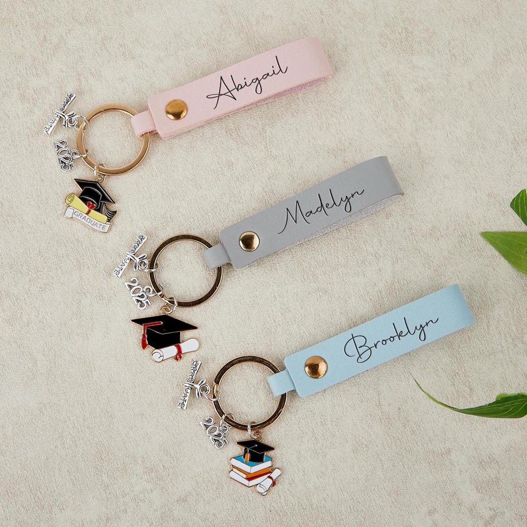 Personalized Leather Graduation Keychain: Class of 2026 Gift - Etsy