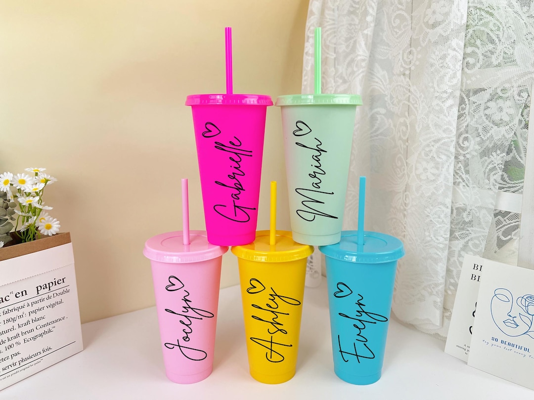 Custom Name Cold Cup: Reusable Plastic Tumbler With Straw and Lid - Etsy
