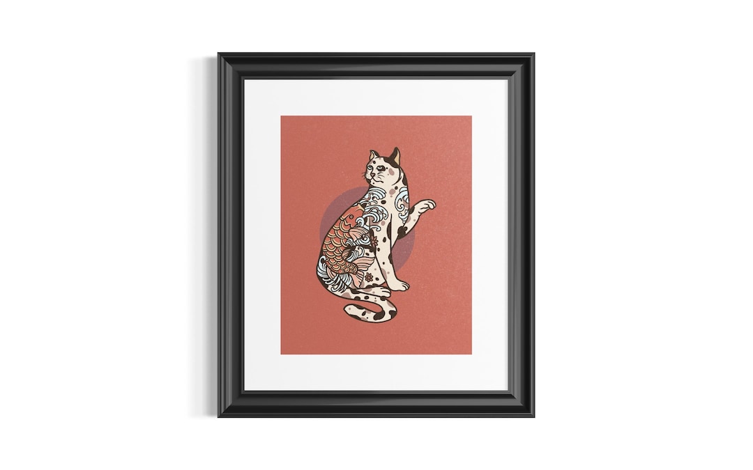 American Traditional Cat Tattoo Art Print, 16X20 (digital Download) - Etsy