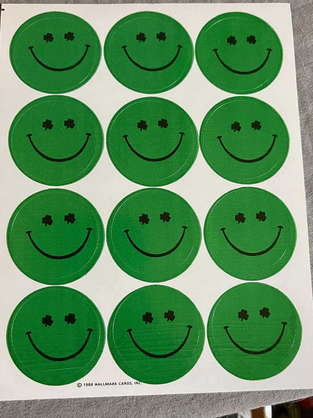 Vintage Green Shamrock Eyes Smiley Face Stickers Sheet 1988 - Etsy