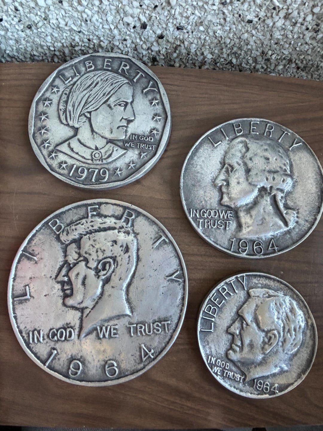 Vintage Coin Wall Hangings - Cast Metal - Silver Painted - Etsy
