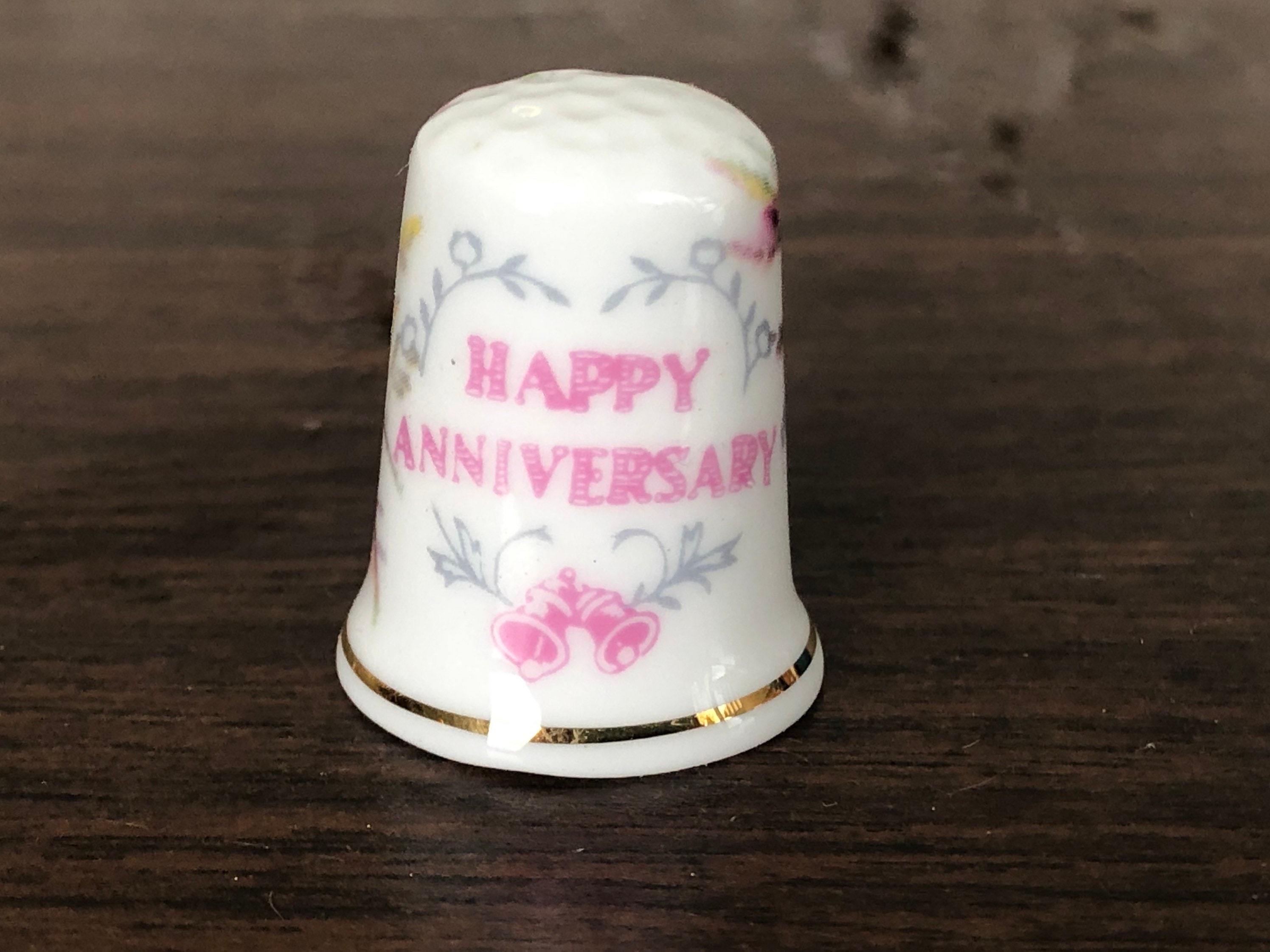 Vintage Shelly Anne Bone China Flora Happy Anniversary Thimble - Etsy