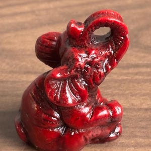 Vintage Resin Red Elephant - Etsy