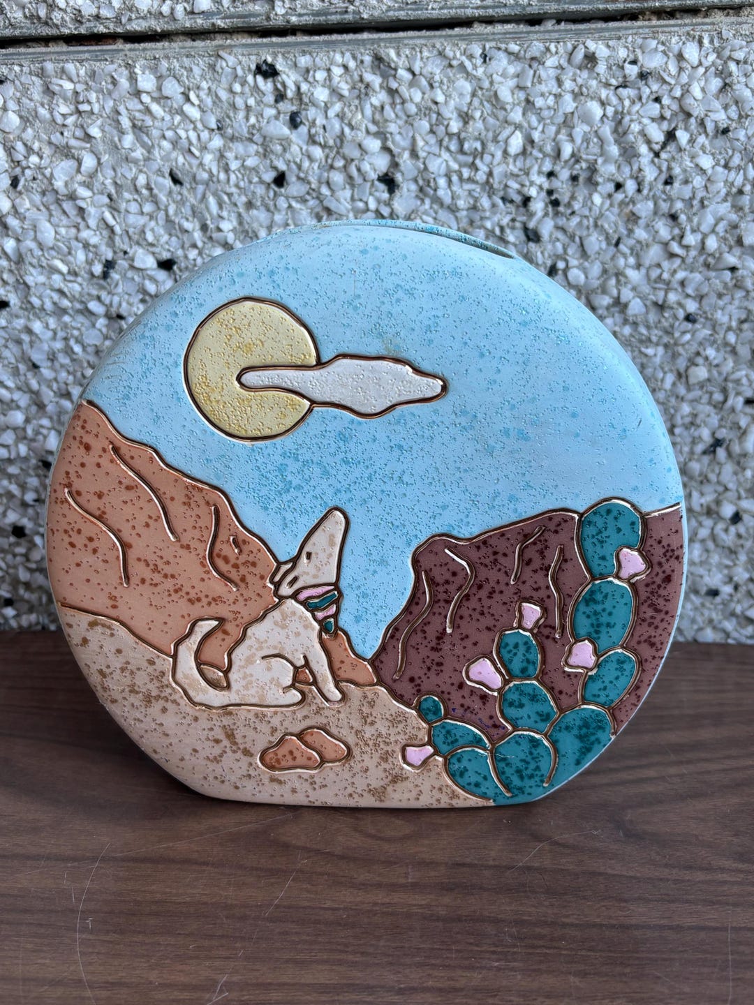 Vintage Clay Mexican Planter With Howling Coyote Cactus - Etsy