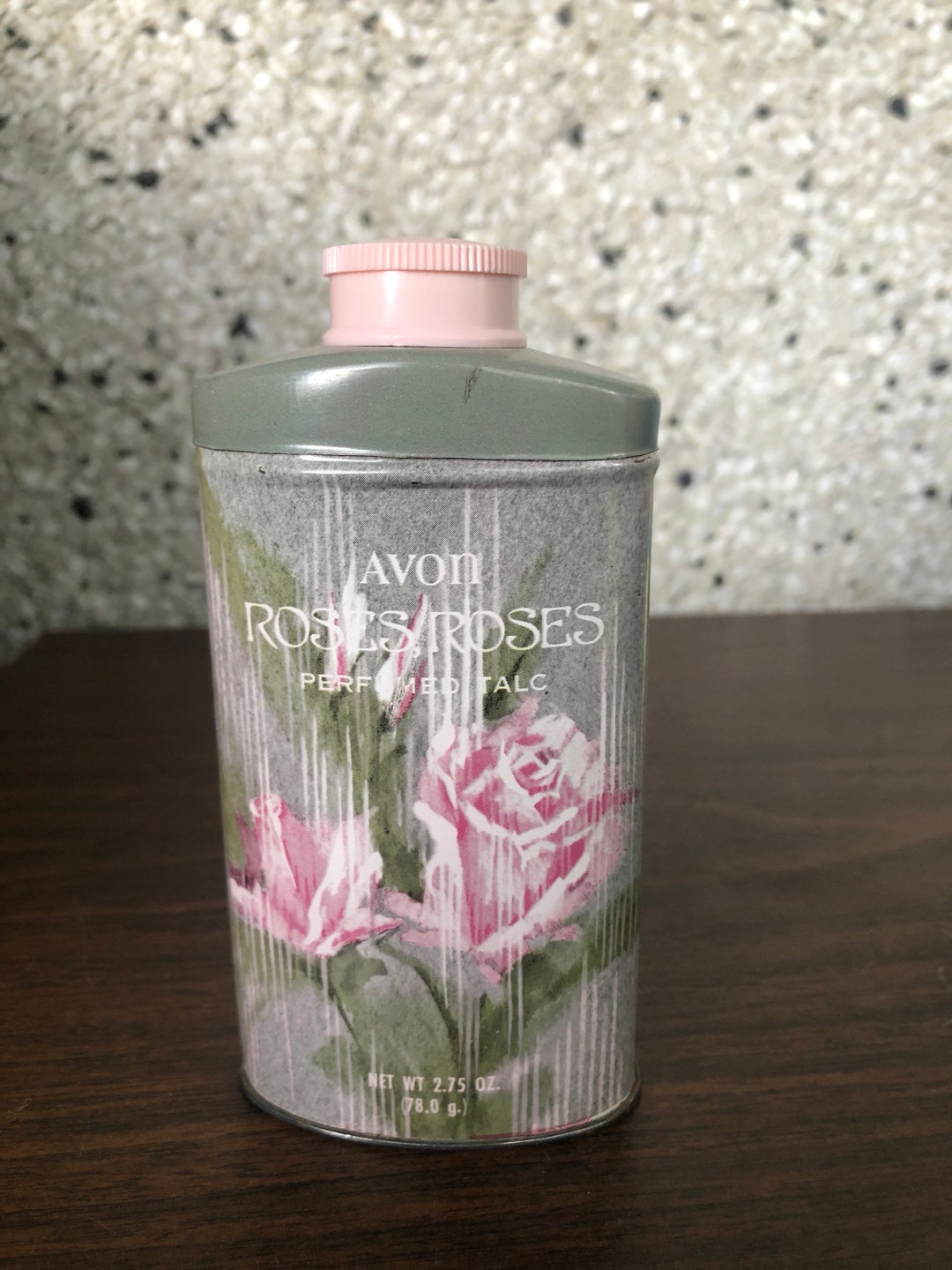 Vintage Avon Grey / Pink Talc Powder Roses Roses Empty - Etsy