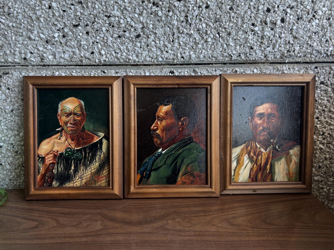 Vintage 3 Paintings Moari Leaders - Etsy