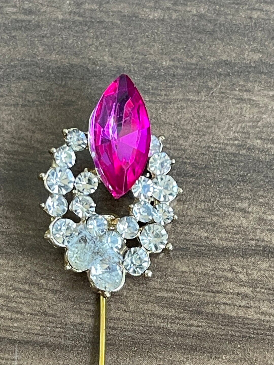 Vintage Hot Pink Gem and Diamond Styled Gems Lapel Pin - Etsy