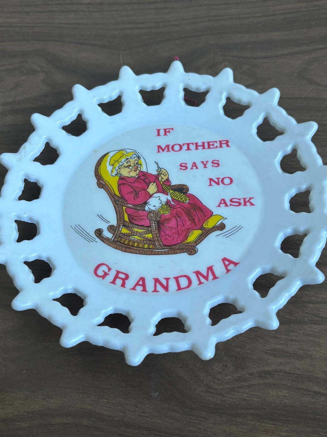 Vintage Plastic Plate Grandmother - Etsy