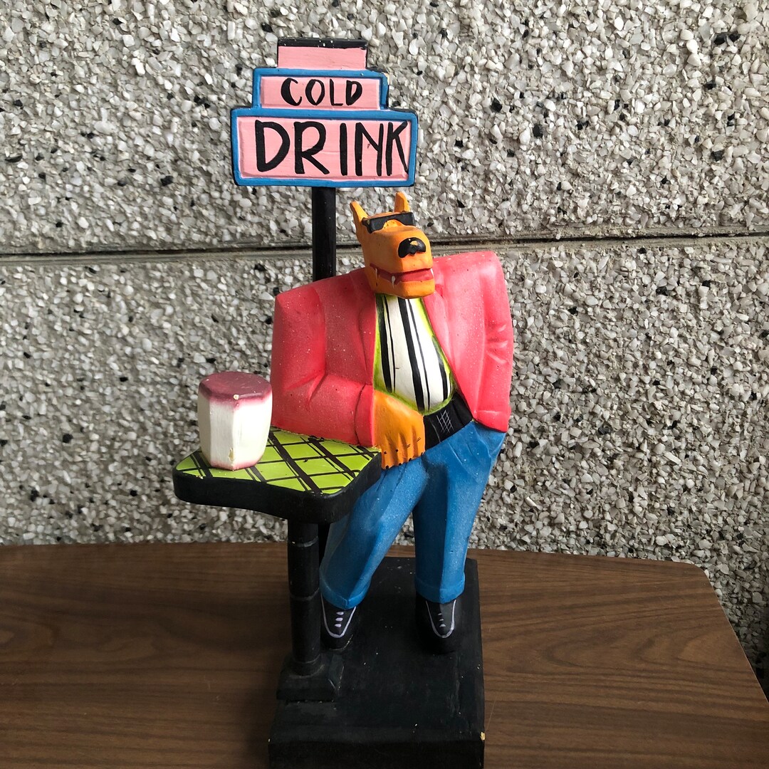 Vintage Folk Art Dog Bar - Etsy