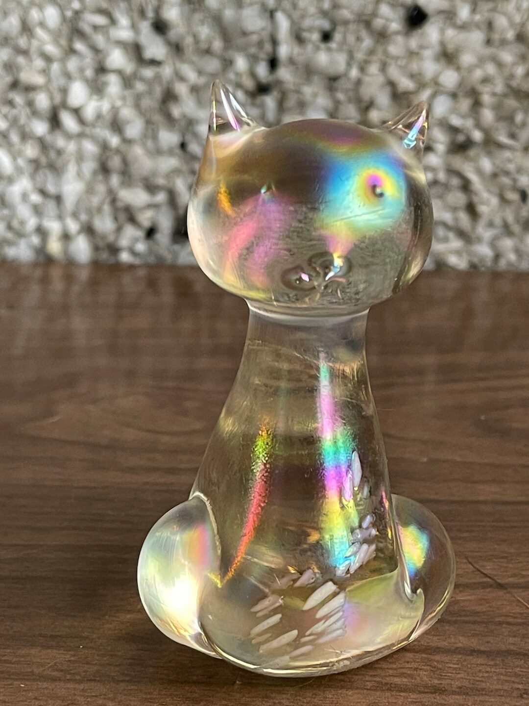 Iridescent Cat Art Glass Paperweight - Etsy