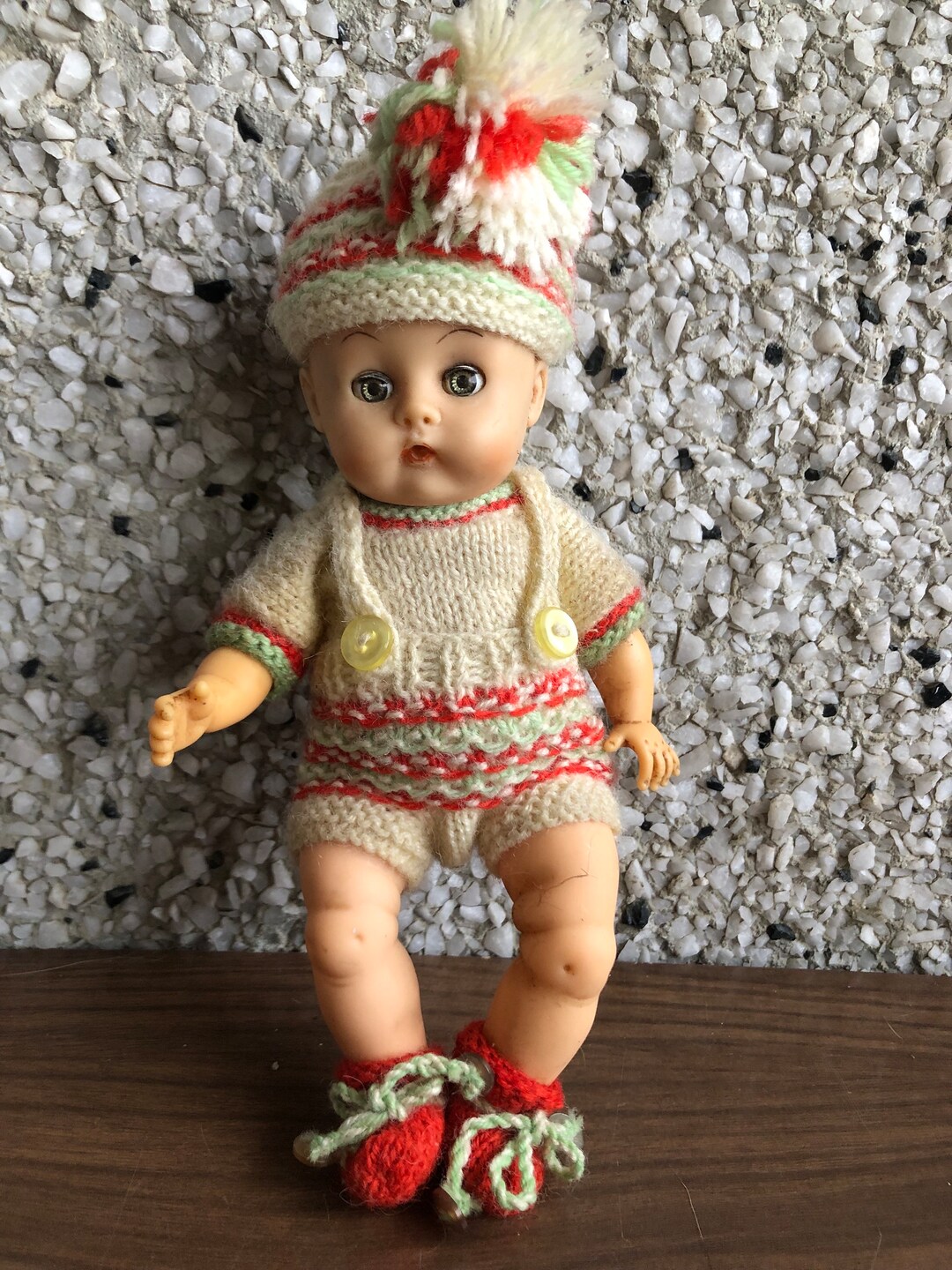 Vintage Chubby Cheeked Doll With Knitted Outfit - Etsy