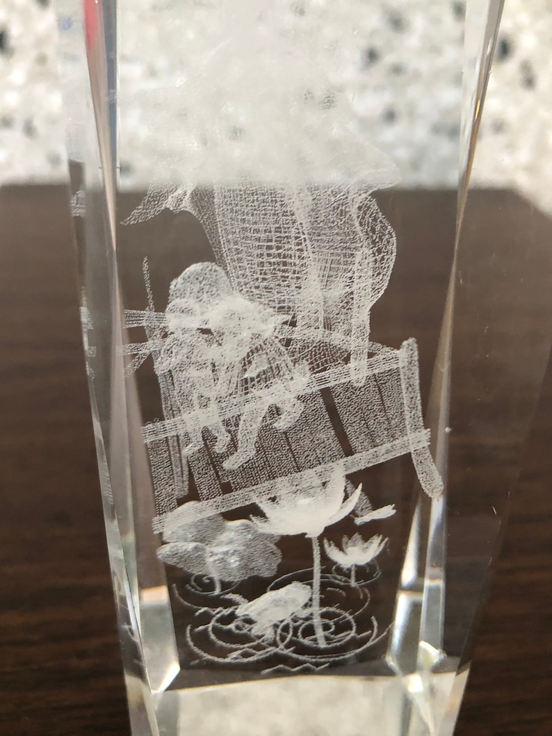 Angel 3D Etched Vintage Glass Paperweight - Etsy