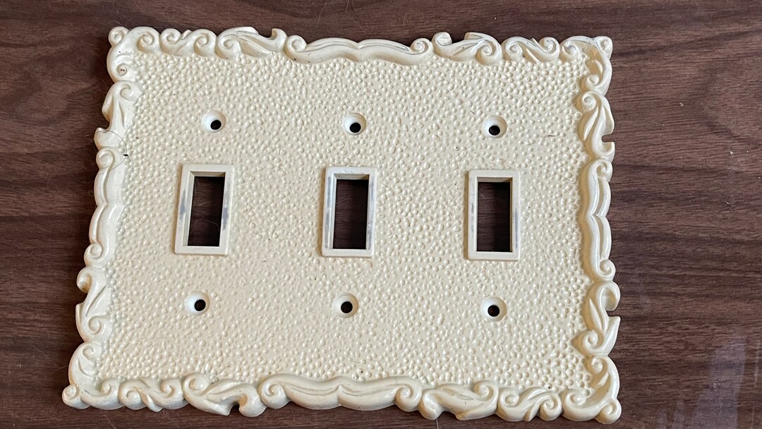 Vintage White Plastic Triple Light Switch Cover - Etsy